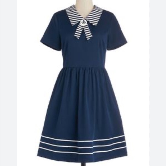 Modcloth | Dresses | Modcloth Fervour Sailor Dress Xl Pockets Retro ...